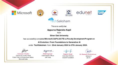 Appurva Kapil On Linkedin Ai Techsaksham Facultydevelopment Microsoft Sap Aicte