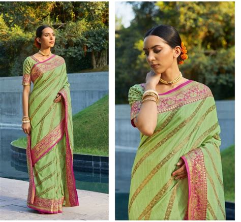Printed Pink Sangam Prints Metalic Silk Festive Wear Saree Collection