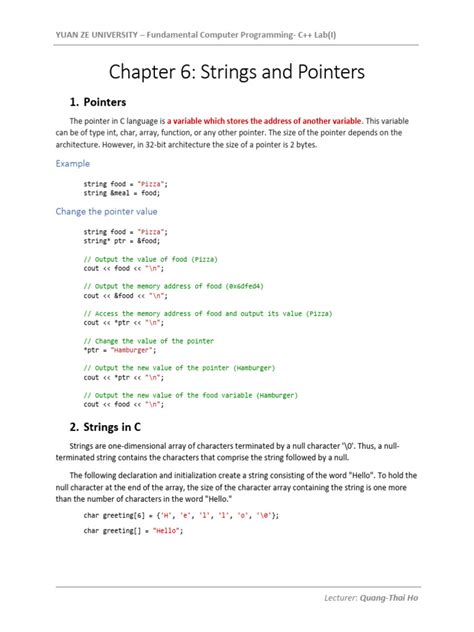 Chapter 6 Strings And Pointers Pdf Pointer Computer Programming