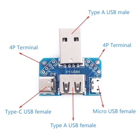 USB Adapter Board Male To Female Adapter Micro USB Type C Interface P Mm Robu In Indian