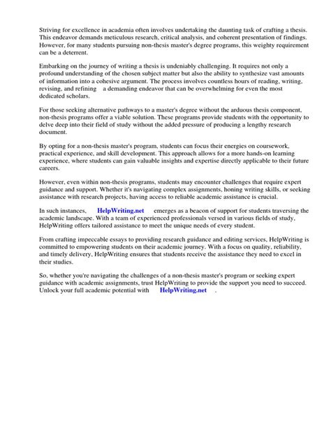 Non Thesis Masters Degree Programs Pdf Thesis Academic Degree