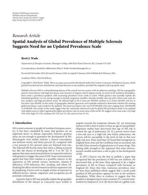 Pdf Spatial Analysis Of Global Prevalence Of Multiple Sclerosis Suggests Need For An Updated