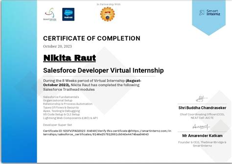 Nikita Raut On Linkedin Salesforcedeveloper Smartinternz Virtualinternship Salesforce…