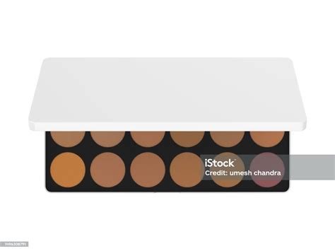 브랜딩을 위한 공백 화장용 색깔 직업적인 기초 컨실러 윤곽선 팔레트 위로 조롱하기 10에 대한 스톡 사진 및 기타 이미지