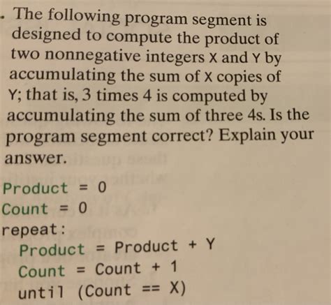 Solved The Following Program Segment Is Designed To Compute