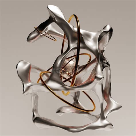 Abstract Illustration Of Dynamic Dimensions Of Metal Elements And Energy Orbits Stock Image