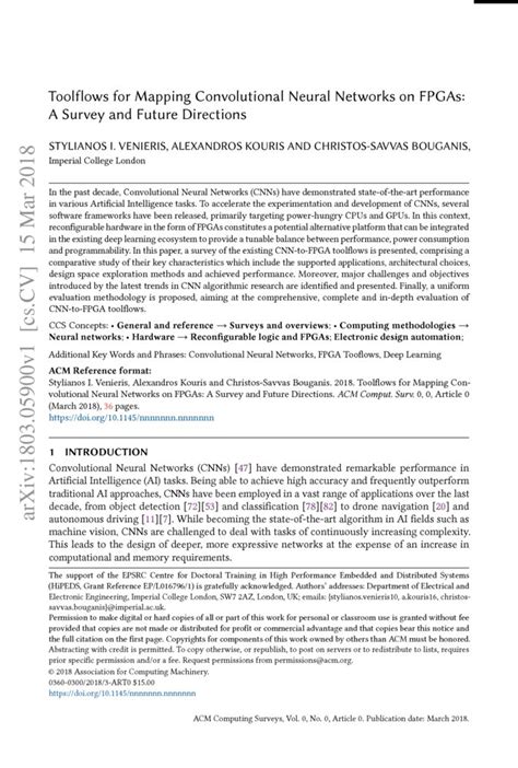 Toolflows For Mapping Convolutional Neural Networks On Fpgas A Survey