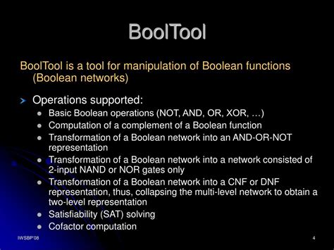 PPT BoolTool A Tool For Manipulation Of Boolean Functions PowerPoint Presentation ID 5729990