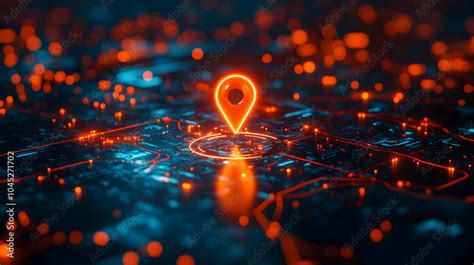 Digital Map Interface Featuring A Single Location Pin Symbol On A