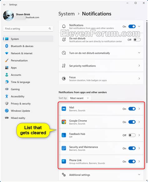 Reset And Clear Notifications From Apps And Other Senders List In