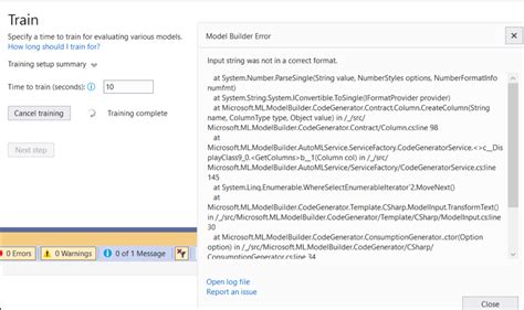 Fix Train Error Message If Incorrect Data Type Selected Issue Dotnet Machinelearning