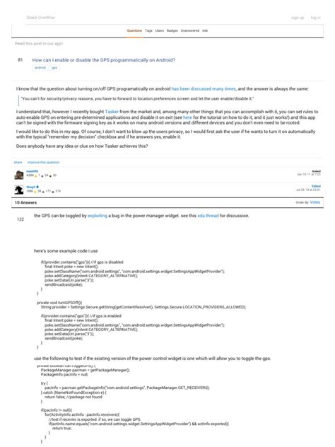 How Can I Enable Or Disable The Gps Programmatically On Android Stack