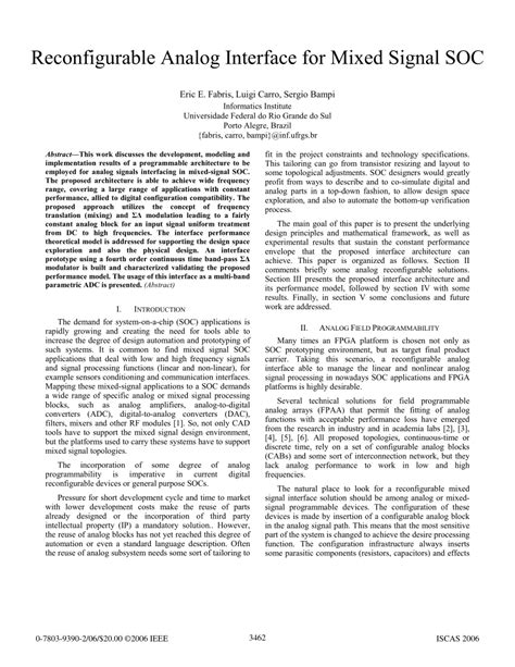 Pdf Reconfigurable Analog Interface For Mixed Signal Soc