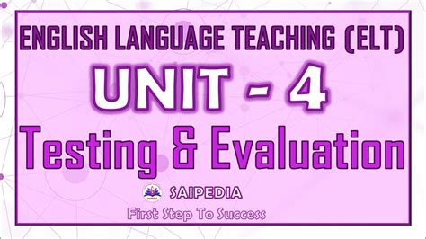 Testing And Evaluation Language Testing And Its Types Unit 4 English