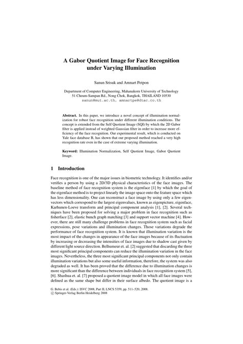 Pdf A Gabor Quotient Image For Face Recognition Under Varying Illumination