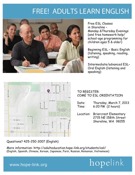 Shoreline Area News Free Adult Esl Classes Begin On March 7 In Shoreline