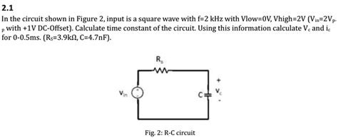 21 In The Circuit Shown In Figure 2 The Input Is A Square Wave With F2 Khz With Vlow0v