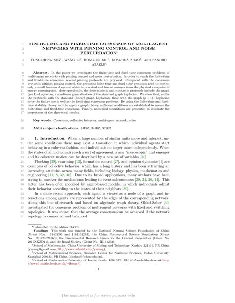 pdf finite time and fixed time consensus of multiagent networks with
