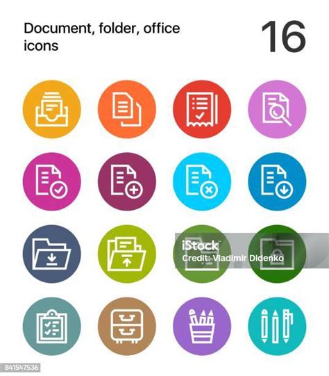 다채로운 문서 폴더 웹 및 모바일 디자인을 위한 오피스 아이콘 팩 1 0명에 대한 스톡 벡터 아트 및 기타 이미지 0명 기업 재무와 산업 문서 Istock