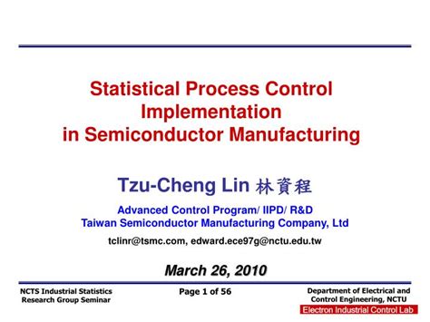 Ppt Statistical Process Control Implementation In Semiconductor Manufacturing Powerpoint