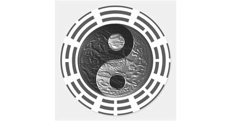 Eight Trigrams Yin Yang Embossed Dragon Classic Round Sticker Zazzle