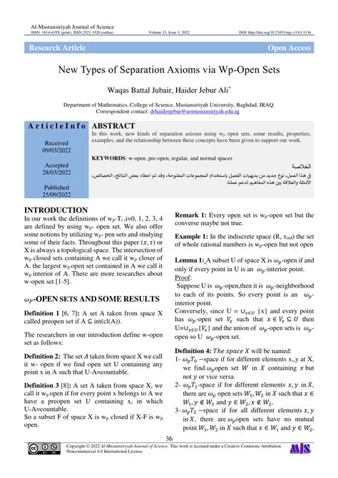 Pdf New Types Of Separation Axioms Via Wp Open Sets
