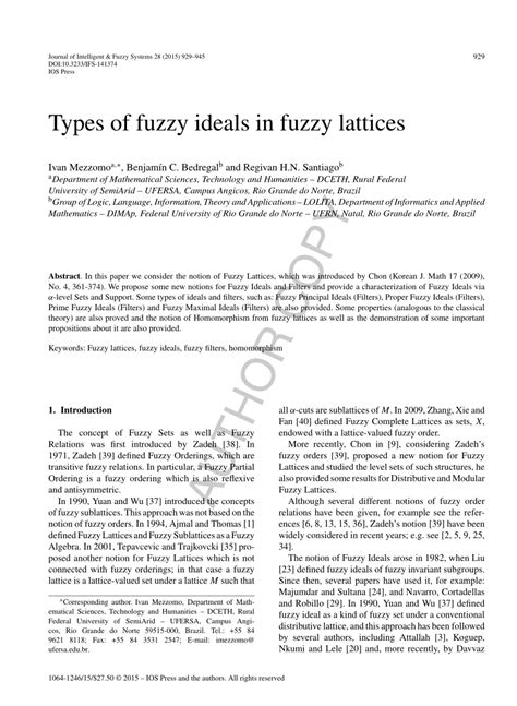 Pdf Types Of Fuzzy Ideals In Fuzzy Lattices