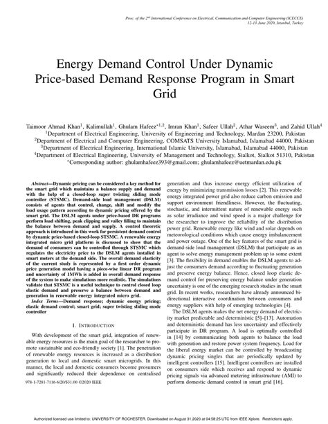 pdf energy demand control under dynamic price based demand response