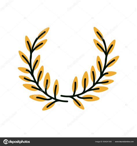 Greek Laurel Wreath Flat Style Vector Illustration Isolated White