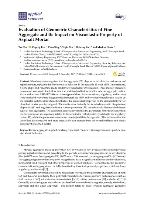 Pdf Evaluation Of Geometric Characteristics Of Fine Aggregate And Its Impact On Viscoelastic
