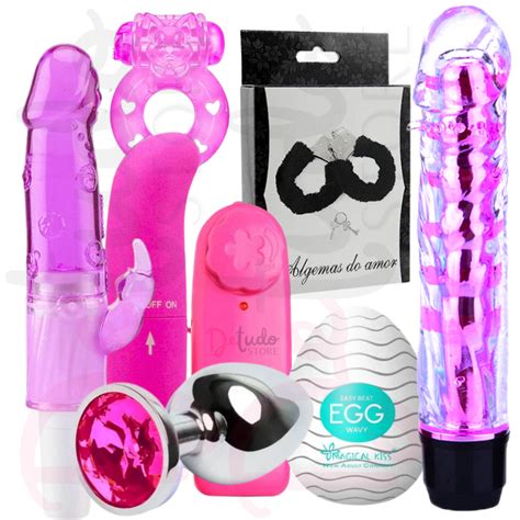 Kit Sex Shop 8 Itens Com Vibrador Feminino Plug Anal Masturbador
