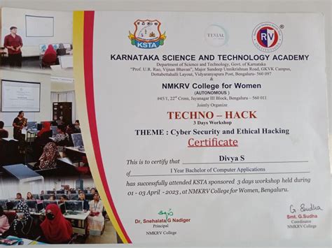 Divya Suresh On Linkedin Workshop Technology Techno Cybersecurity Ethical Certifictate