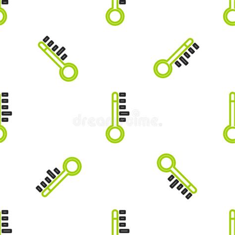 Line Meteorology Thermometer Measuring Icon Isolated Seamless Pattern On White Background