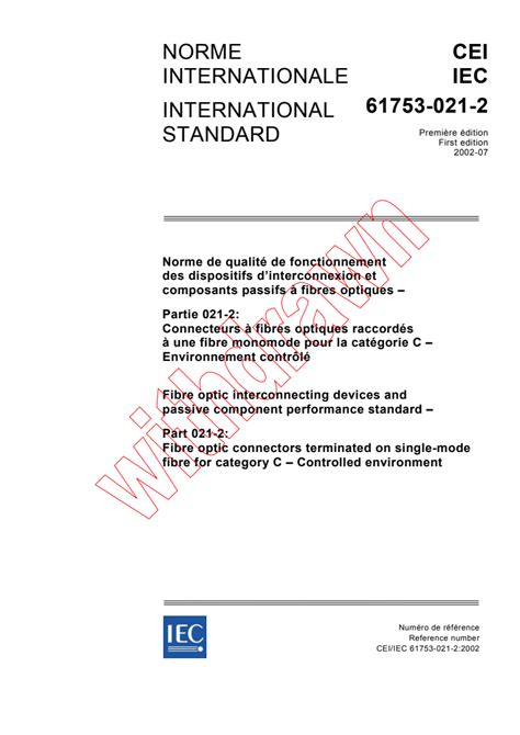 Iec 61753 021 2 2002 Fibre Optic Interconnecting Devices And Passive Component Performance