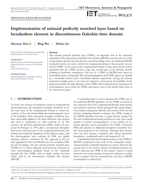 Pdf Implementation Of Uniaxial Perfectly Matched Layer Based On