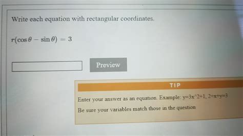 solved write each equation with rectangular coordinates