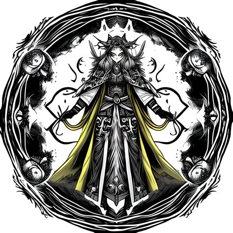 Fantasy Manga Monochrome Yellow Druid Arthub Ai