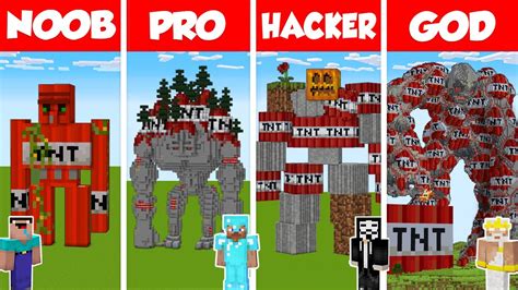 Minecraft Tnt Golem House Build Challenge Noob Vs Pro Vs Hacker Vs God Animation Minecraft