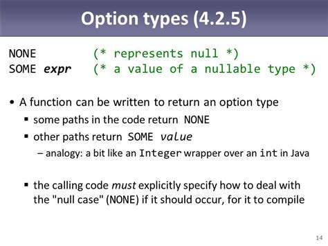 Cse 341 Lecture 10 More About Data Types Nullable Types Option Ullman