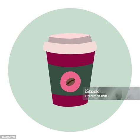 커피 테이크 아웃 컵 녹색 배경에 고립 된 트렌디 한 벡터 일러스트 레이션 갈색에 대한 스톡 벡터 아트 및 기타 이미지 갈색 긍정적인 감정 표현 디자인 Istock