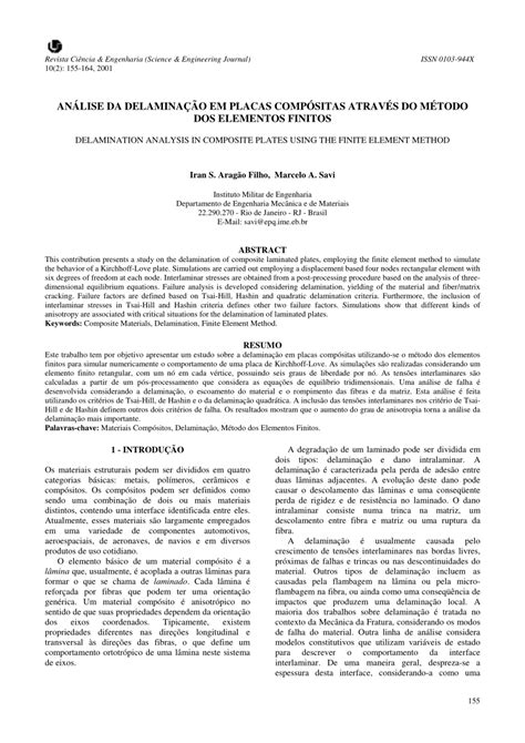 Pdf Delamination Analysis In Composite Plates Using The Finite Element Method