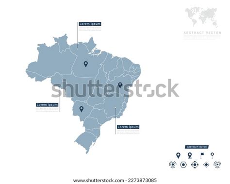 Brazil Map Infographic Blue Navigator Pin Stock Vector Royalty Free 2273873085 Shutterstock