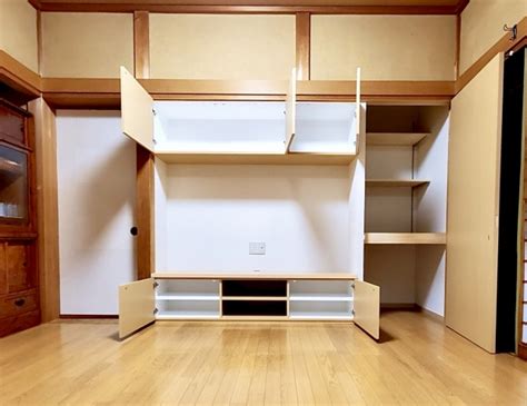 リフォーム事例紹介和室の押入れ収納へオリジナル造作TVボード家具を作成取付