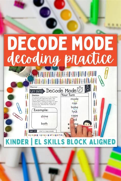 Kindergarten Phonics Decoding Fluency Worksheets Decode Mode El