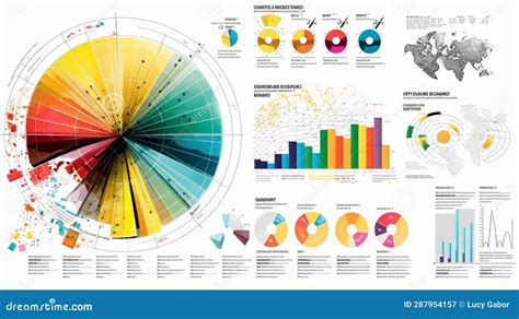 Data Visualization Charts Diagrams Vibrantly Illustration With White