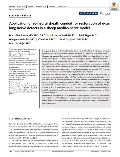 Pdf Application Of Epineural Sheath Conduit For Restoration Of 6‐cm Long Nerve Defects In A