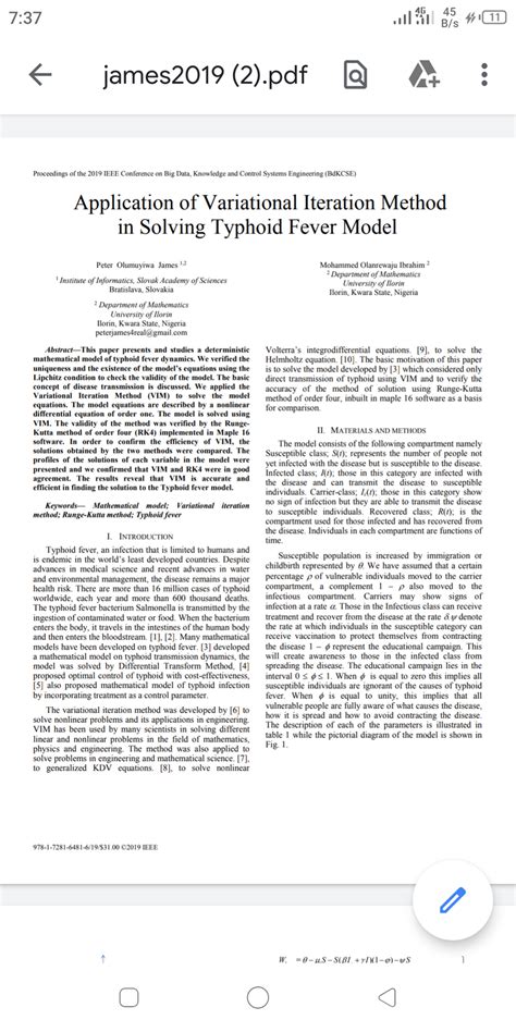 pdf application of variational iteration method in solving typhoid