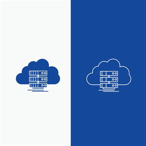 Cloud Storage Computing Data Flow Line And Glyph Web Button In Blue Color Vertical Banner