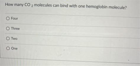Solved How Many Co2 ﻿molecules Can Bind With One Hemoglobin