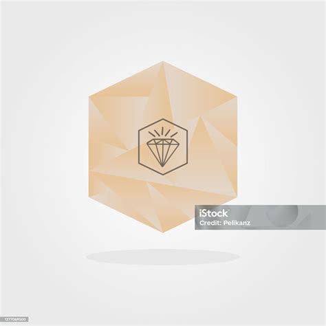 추상 핑크 그라데이션 삼각형 패턴 내부 육각형 모양과 밝은 회색 배경에 그림자 디자인 요소와 보석 아이콘 0명에 대한 스톡 벡터 아트 및 기타 이미지 Istock